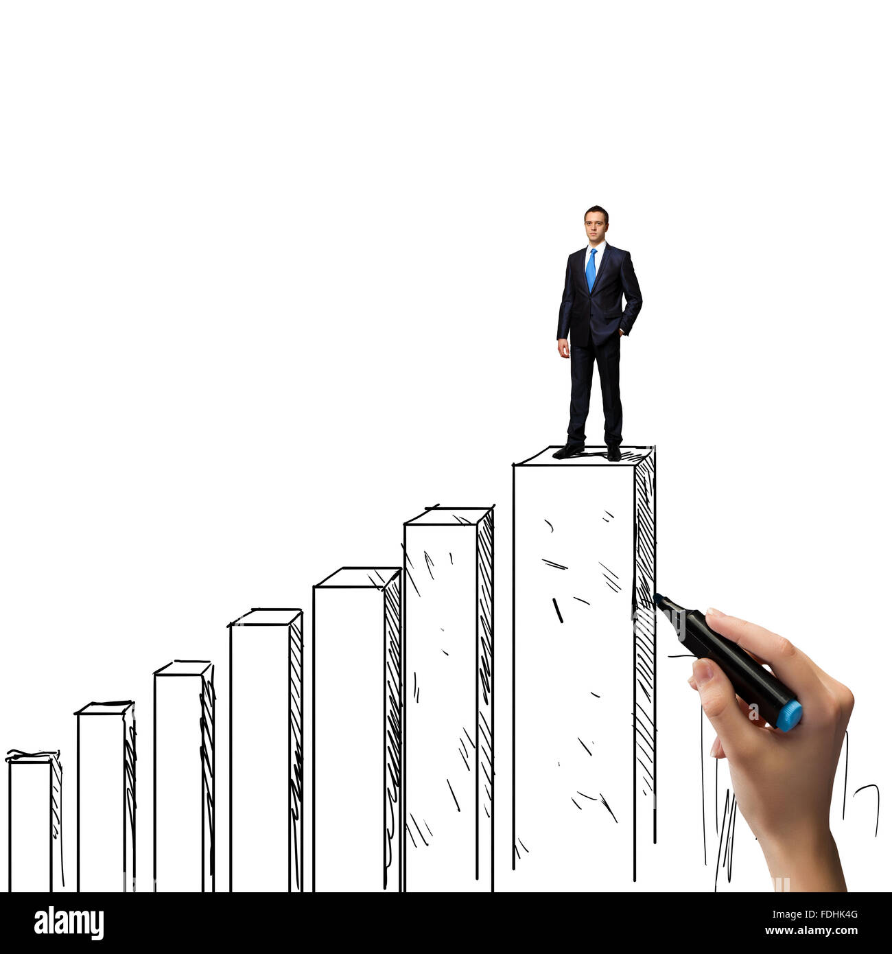 Successful businessman standing on drawn graph bars Stock Photo - Alamy Successful businessman standing on drawn graph bars Stock Photo - Alamy