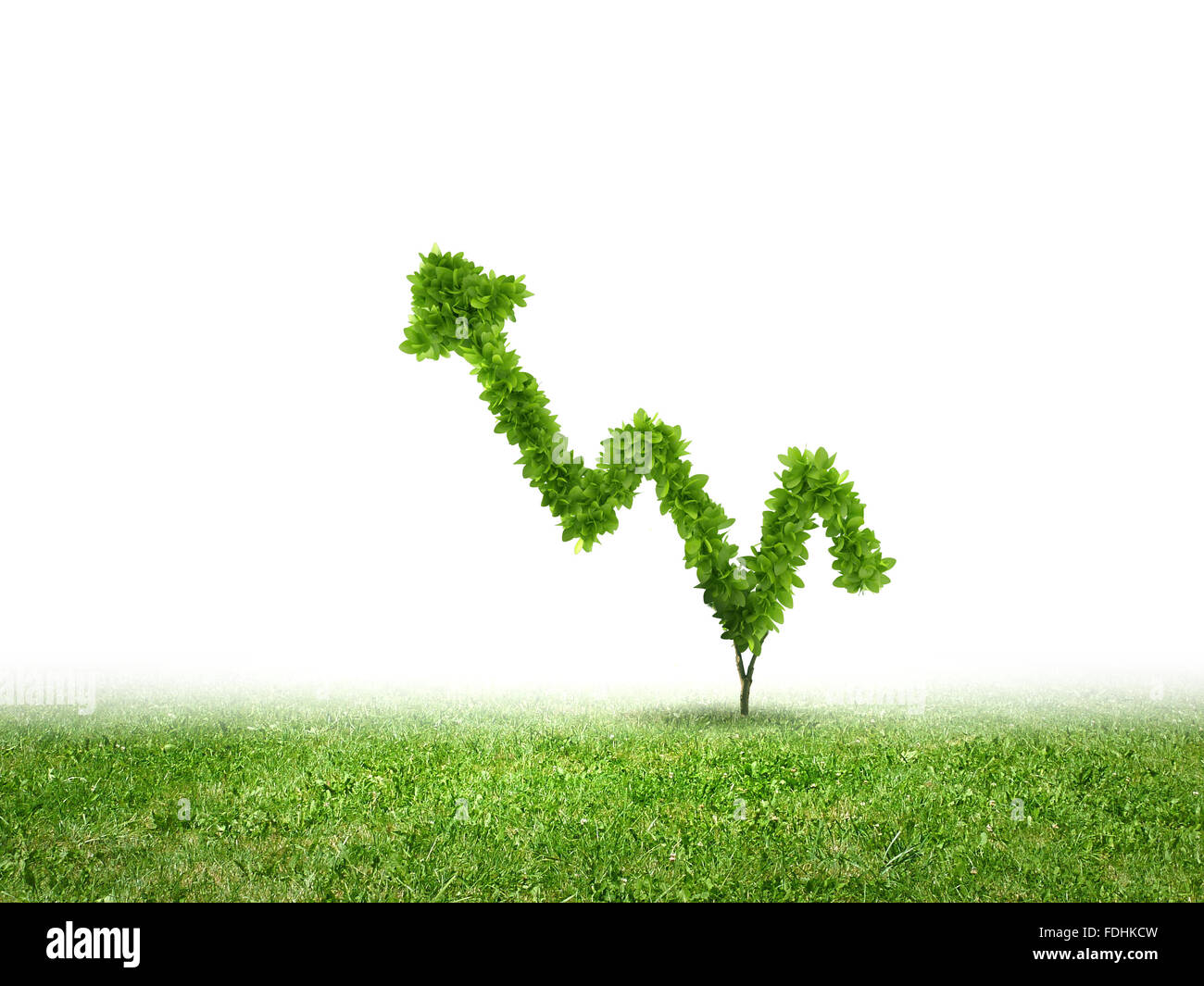 Conceptual image of green plant shaped liked graph Stock Photo - Alamy