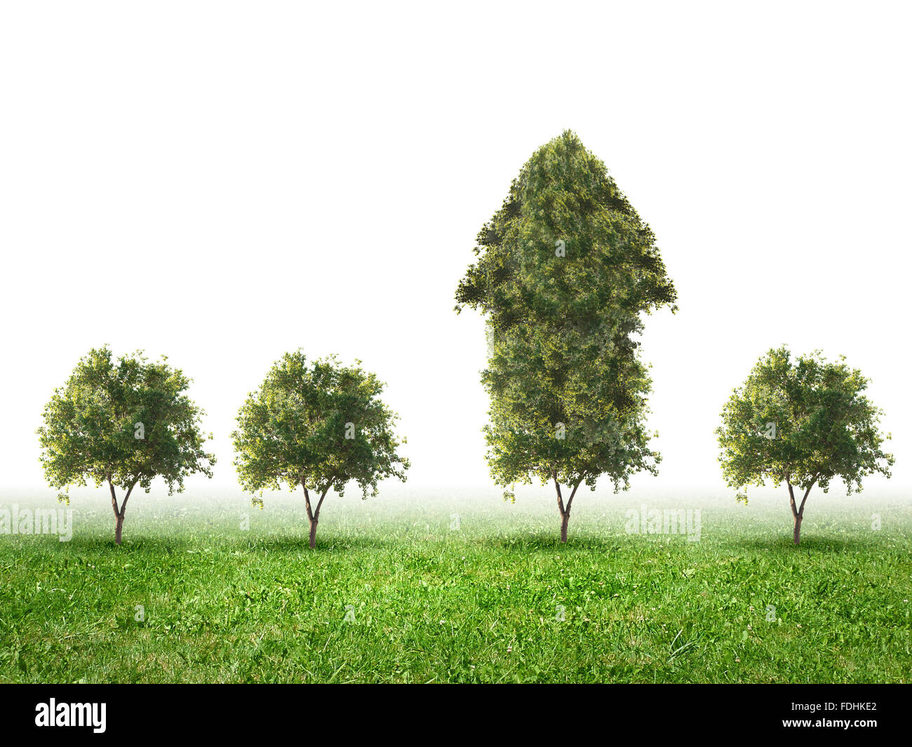 Conceptual image of green plant shaped liked graph Stock Photo - Alamy