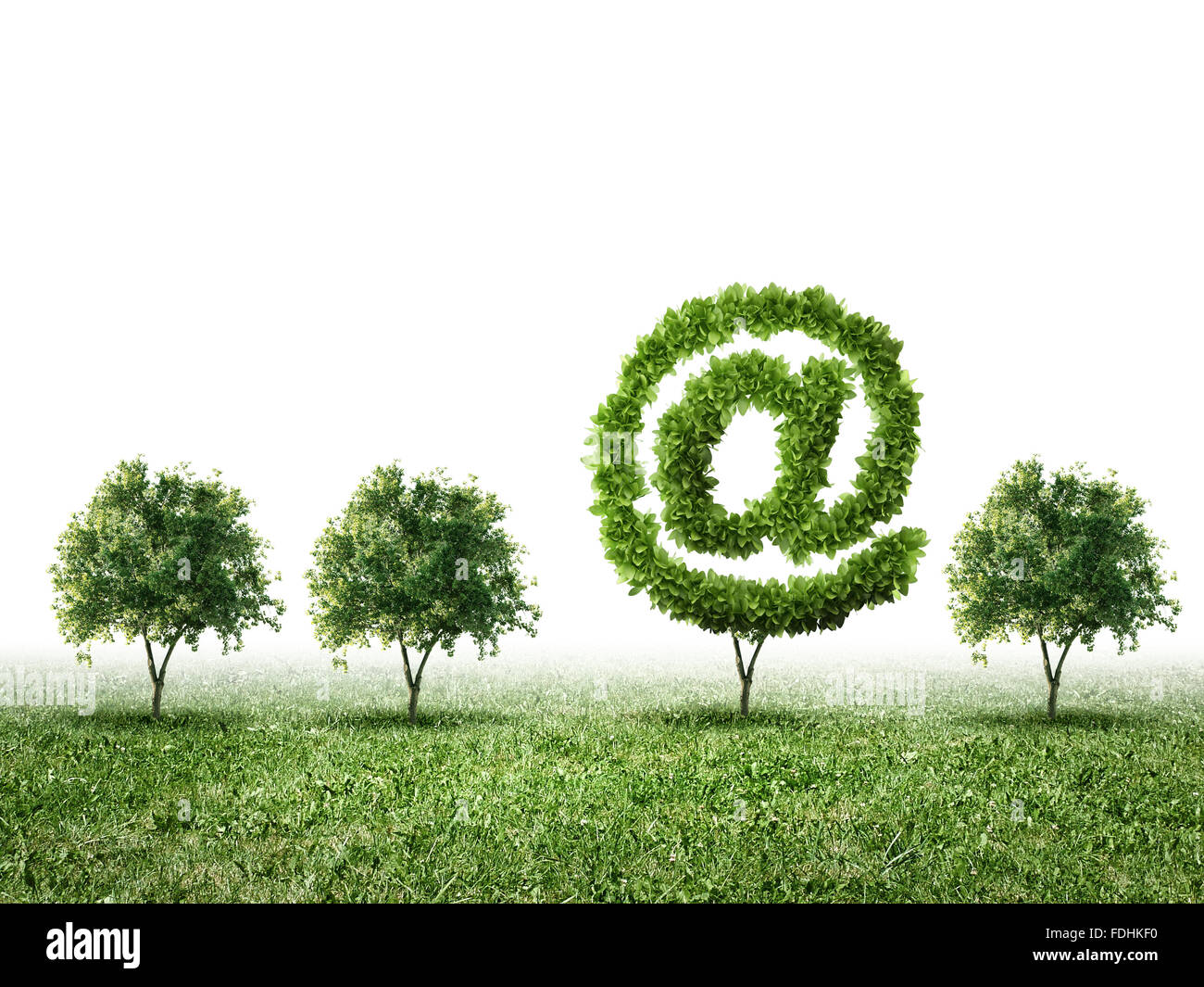Conceptual image of green plant shaped like email sign Stock Photo - Alamy