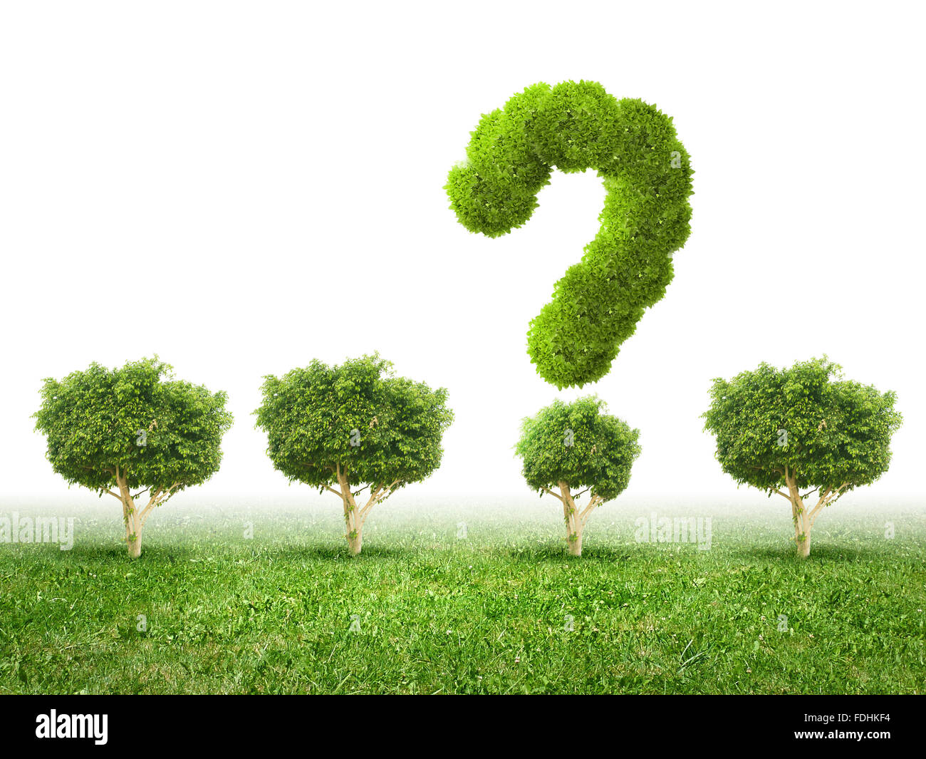 Conceptual image of green plant shaped like question mark Stock Photo ...