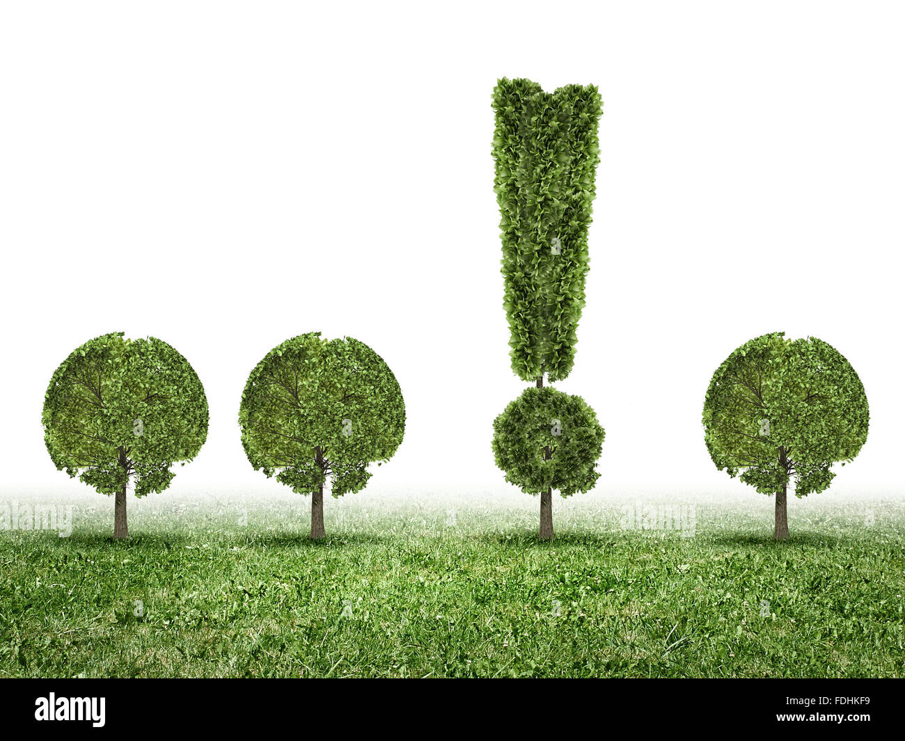 Conceptual image of green plant shaped like exclamation mark Stock ...