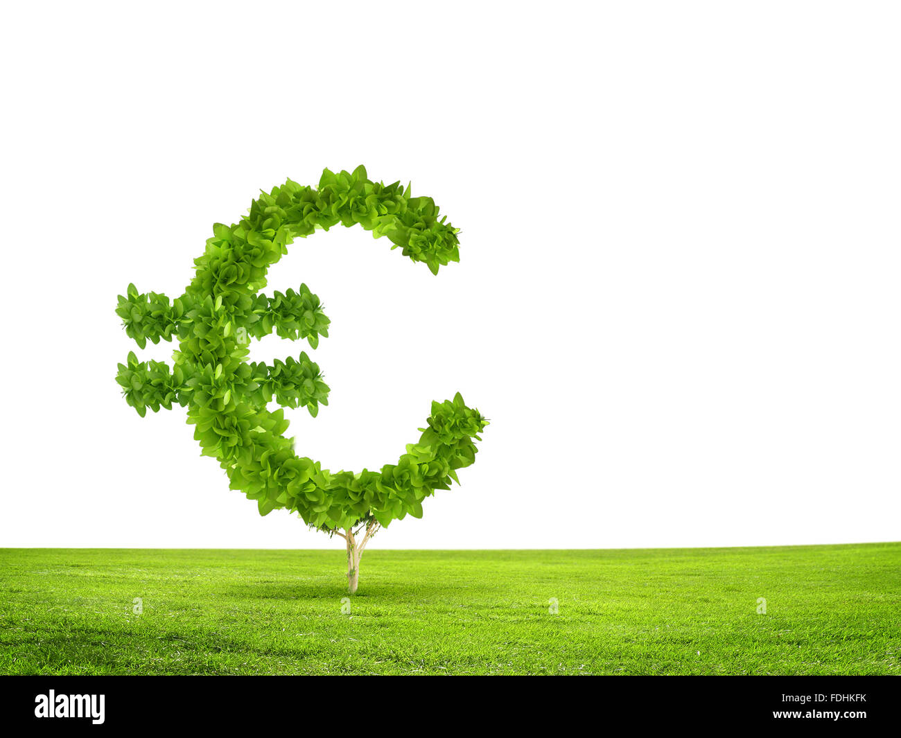 Conceptual image of green plant shaped like euro symbol Stock Photo - Alamy