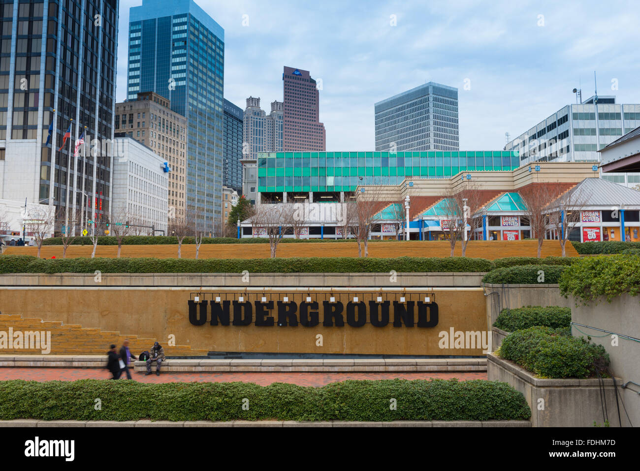 Underground Atlanta on Peachtree Fountains Plaza Stock Photo - Alamy