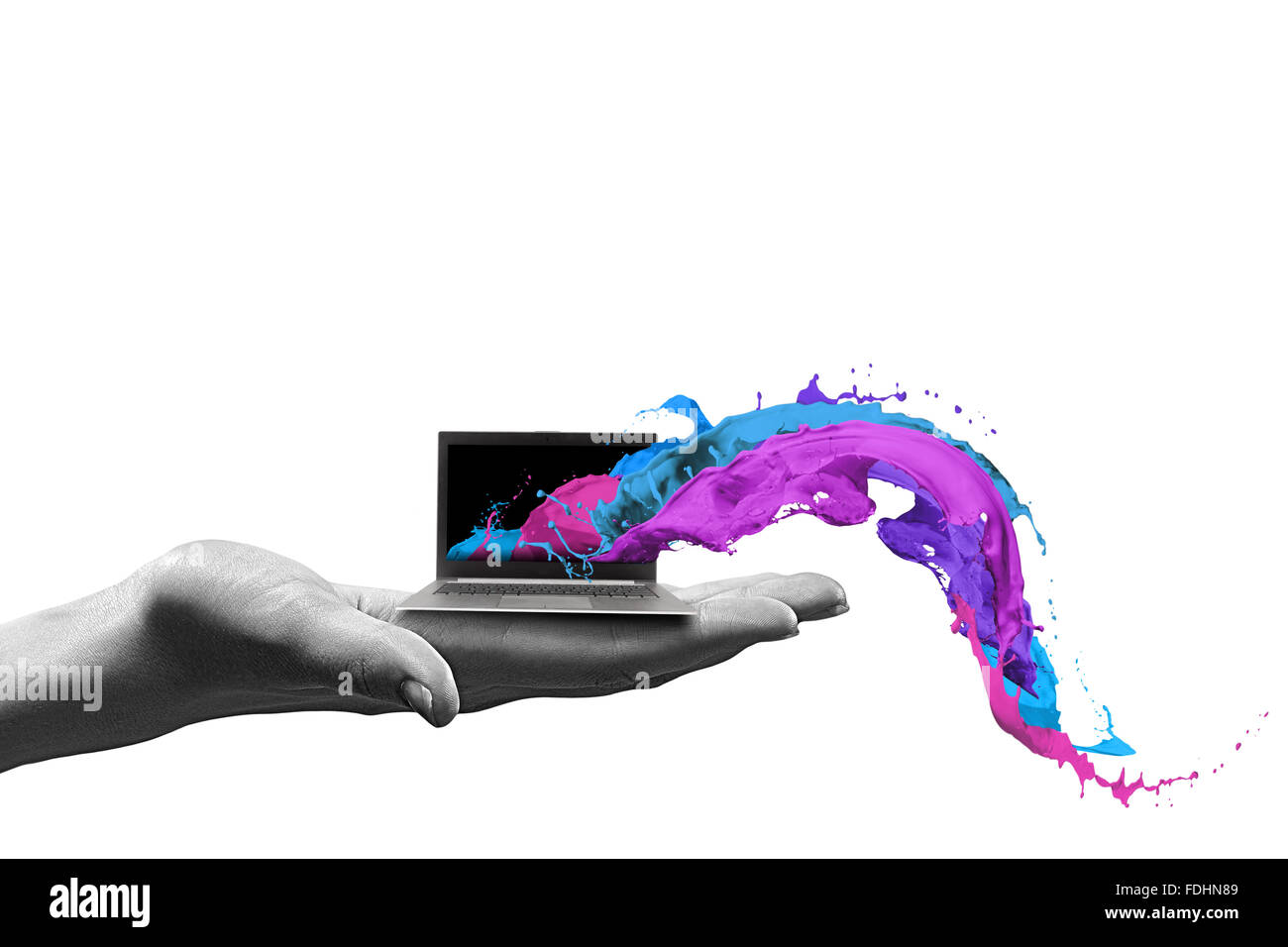 Laptop computer color splash background Cut Out Stock Images & Pictures ...