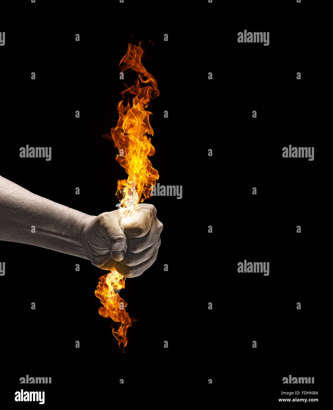 Close up of human hand holding fire flame Stock Photo - Alamy