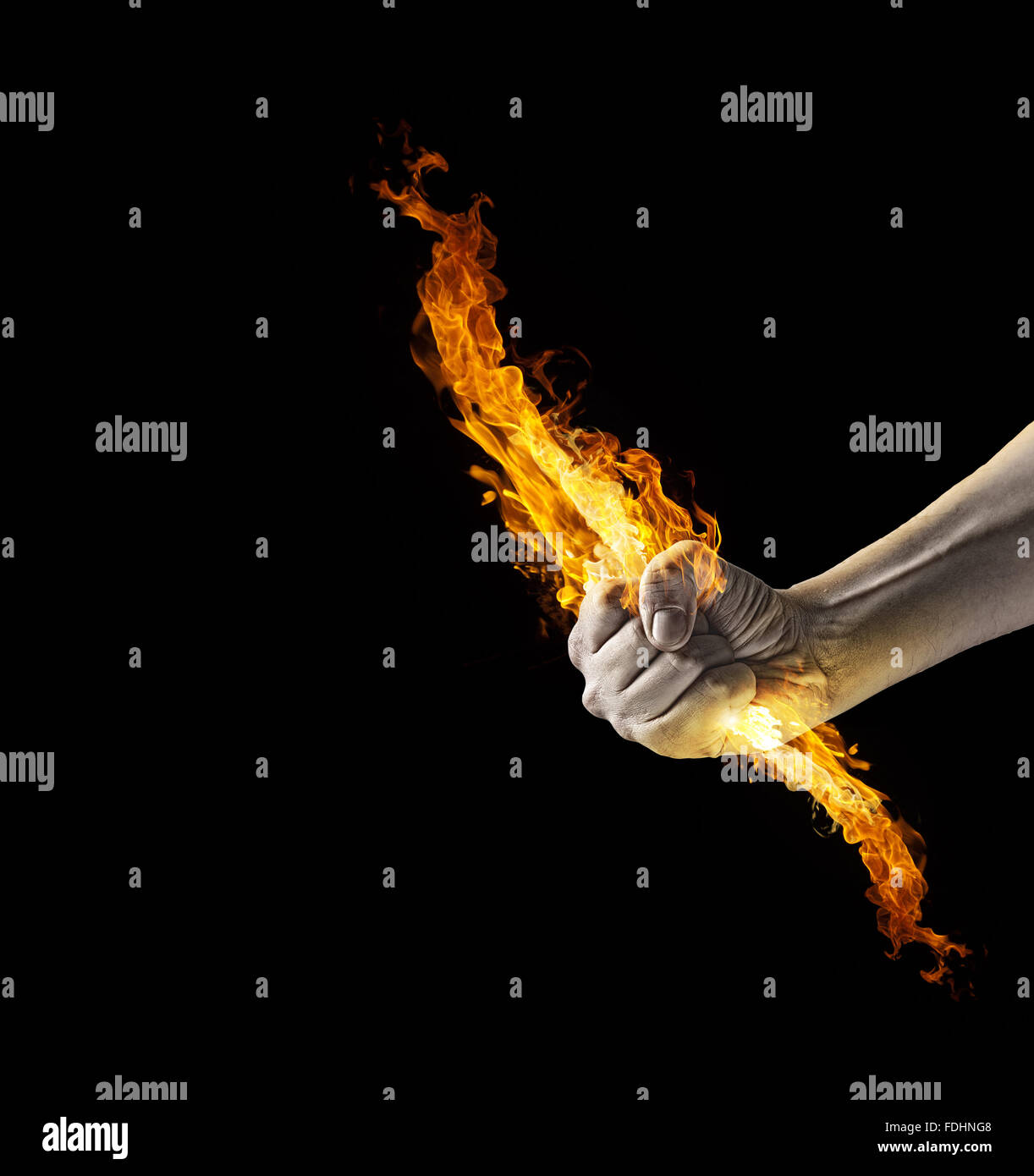 Close up of human hand holding fire flame Stock Photo - Alamy