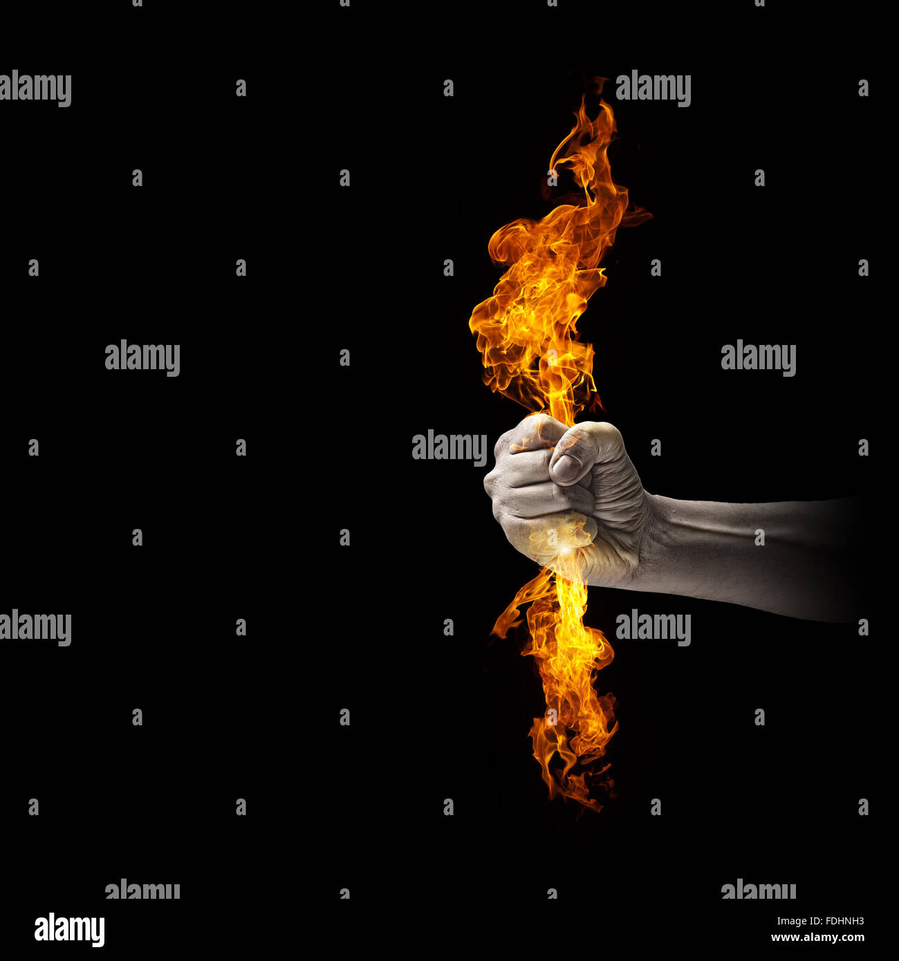 Close up of human hand holding fire flame Stock Photo - Alamy