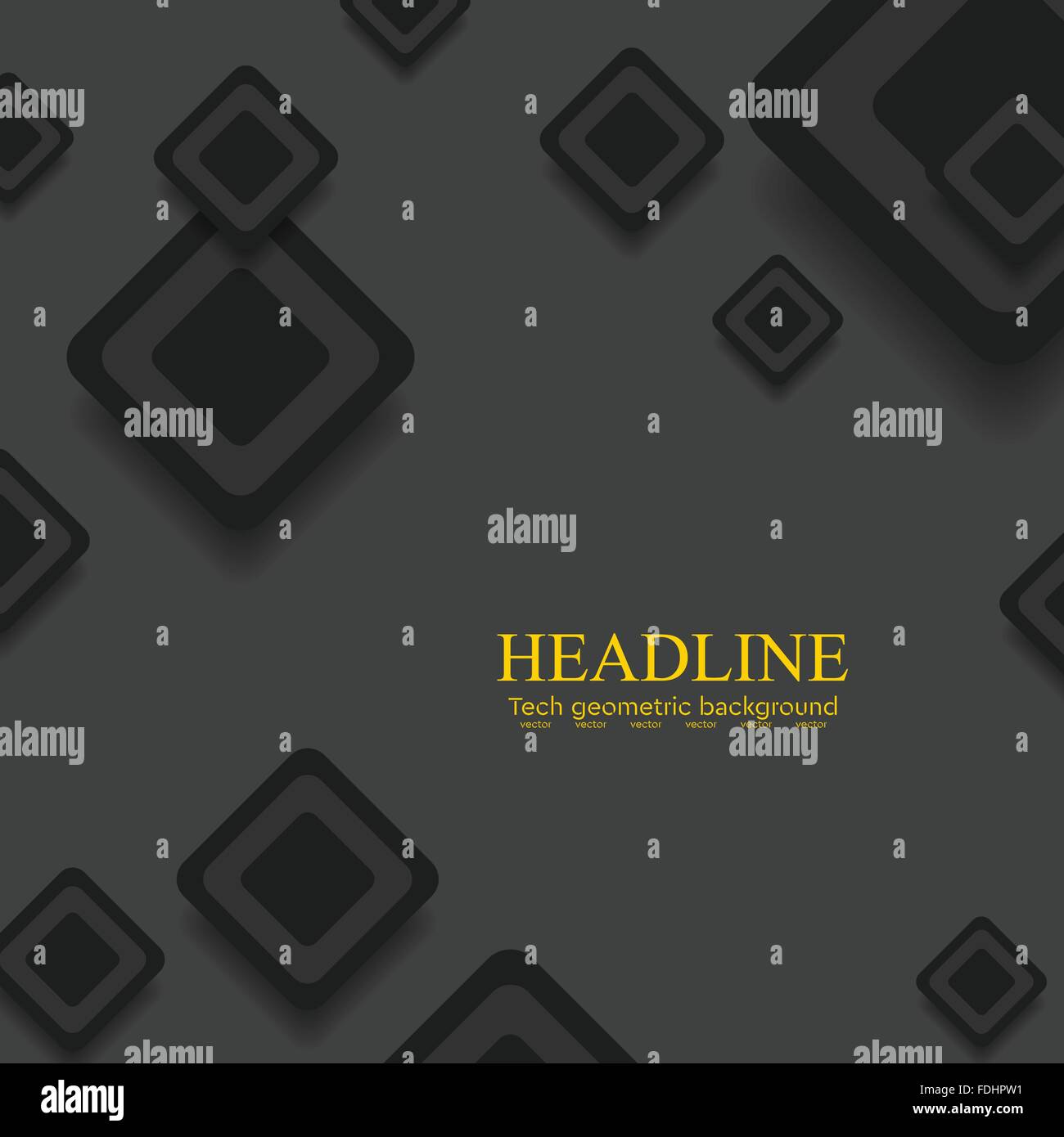 Black abstract tech squares geometric design. Vector template ...