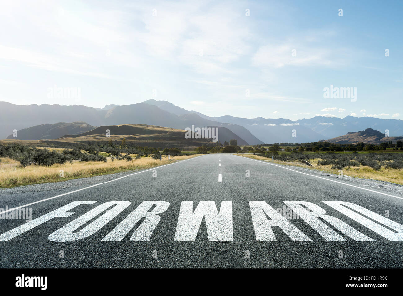 Conceptual image with word forward on asphalt road Stock Photo - Alamy
