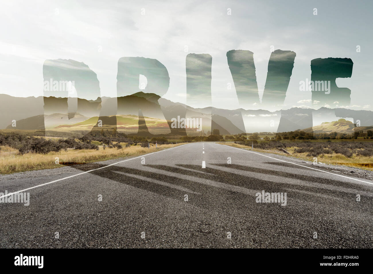 Conceptual image with word success on asphalt road hi-res stock ...