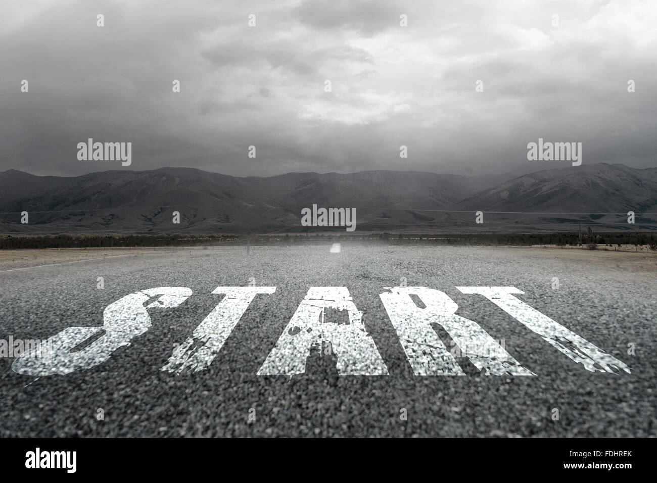 Conceptual image with word start on asphalt road Stock Photo - Alamy