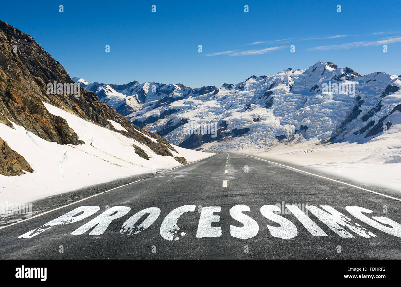 Asphalt road with word process as business concept Stock Photo - Alamy