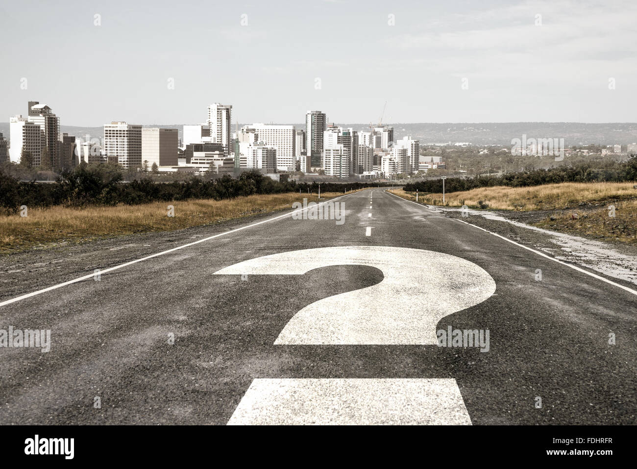 Question mark on road hi-res stock photography and images - Alamy