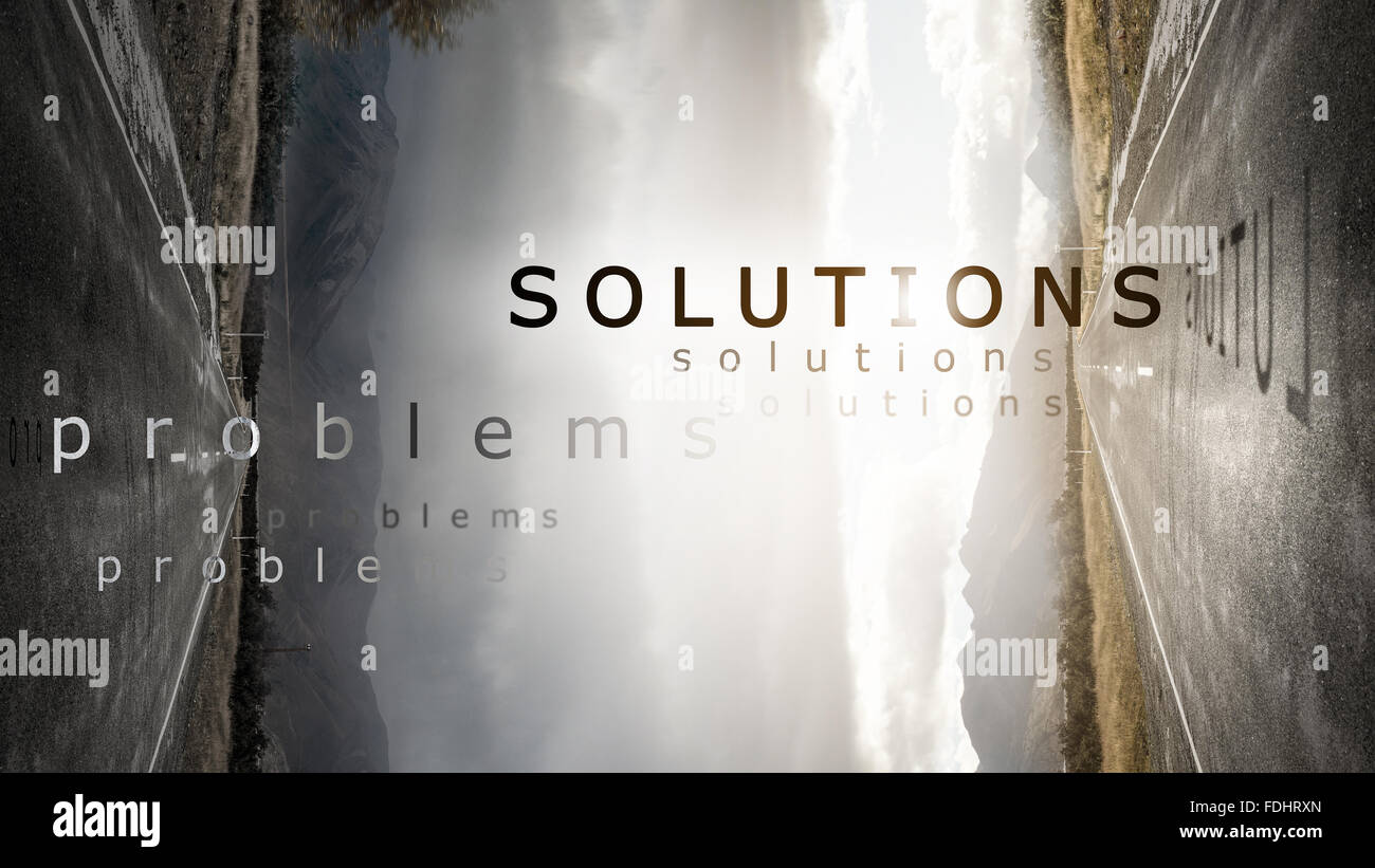 Two roads as concept of choosing problem solution way Stock Photo - Alamy