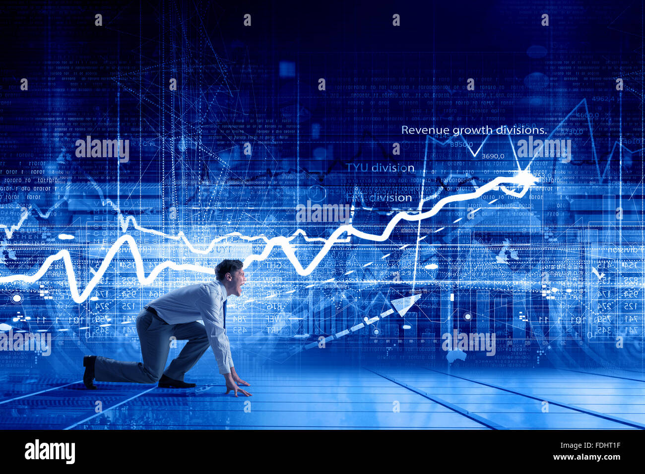 Young determined businessman standing in start position ready to ...