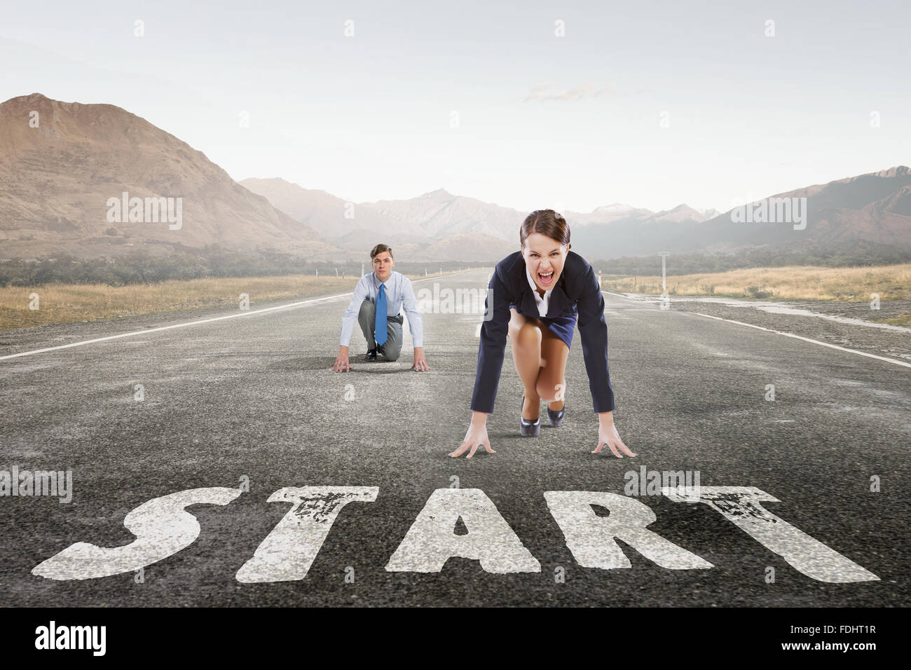 Man woman determined start race hi-res stock photography and images - Alamy