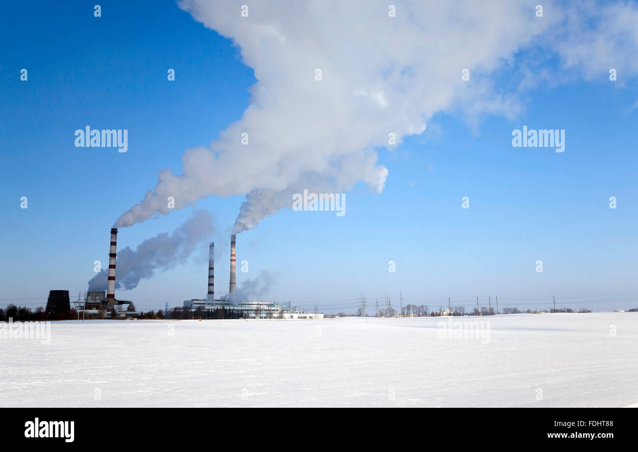 Chemical plant, winter Stock Photo - Alamy