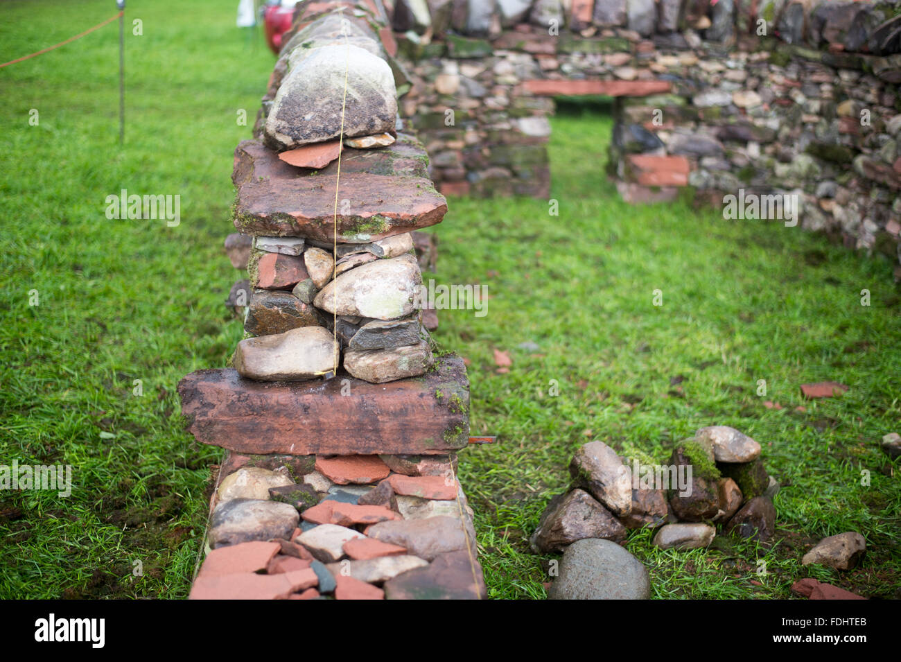 Dry stone wall cross section in Moffat , Scotland, UK Stock Photo - Alamy