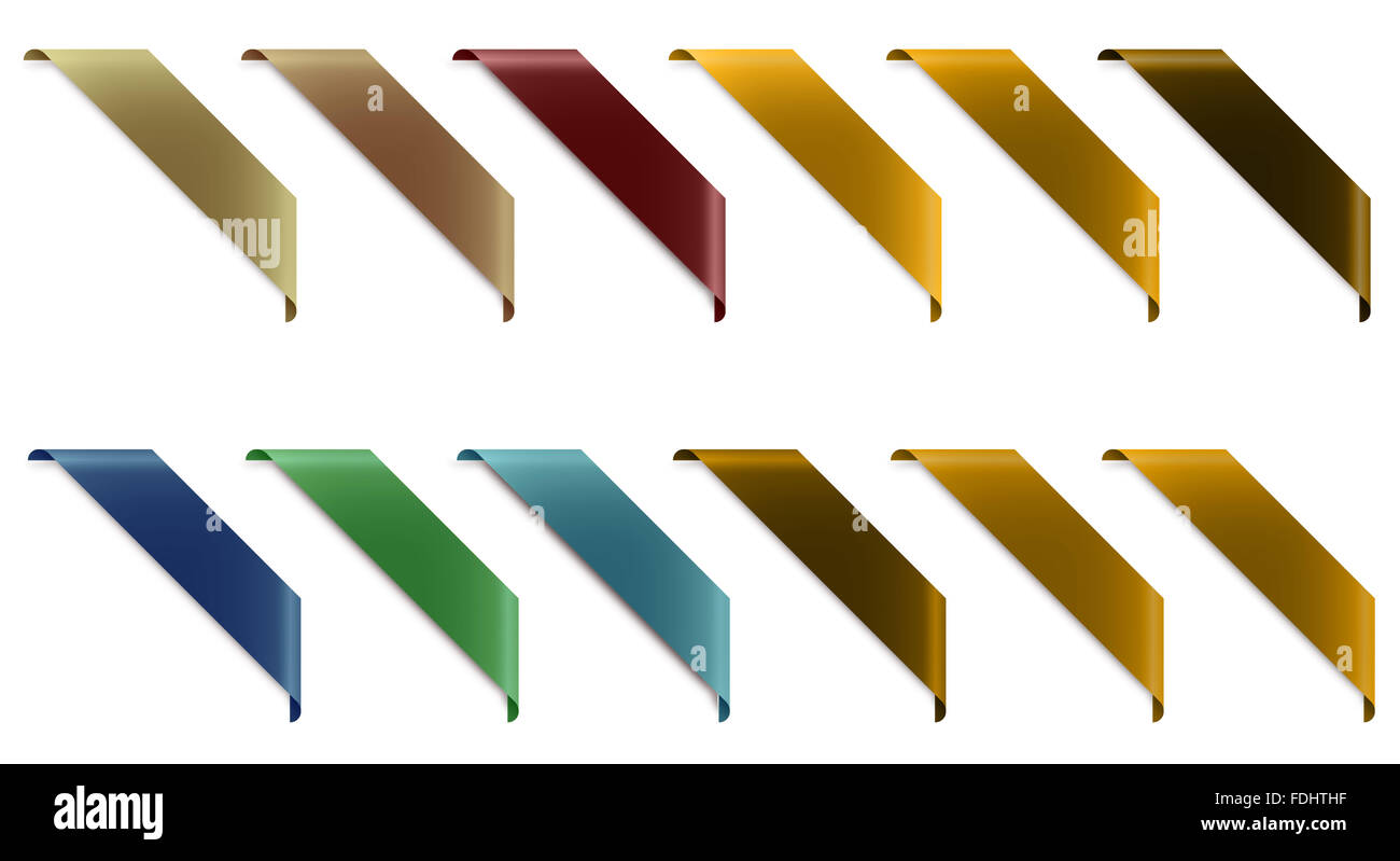Collection of blank metallic corner ribbons Stock Photo - Alamy