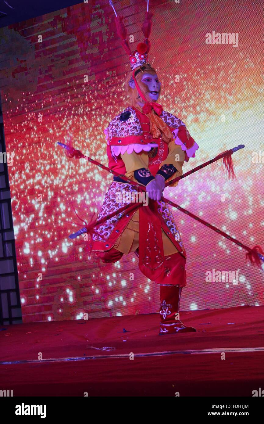 Binzhou, CHN. 1st Feb, 2016. The actor of Sun Wukong is invited to an ...