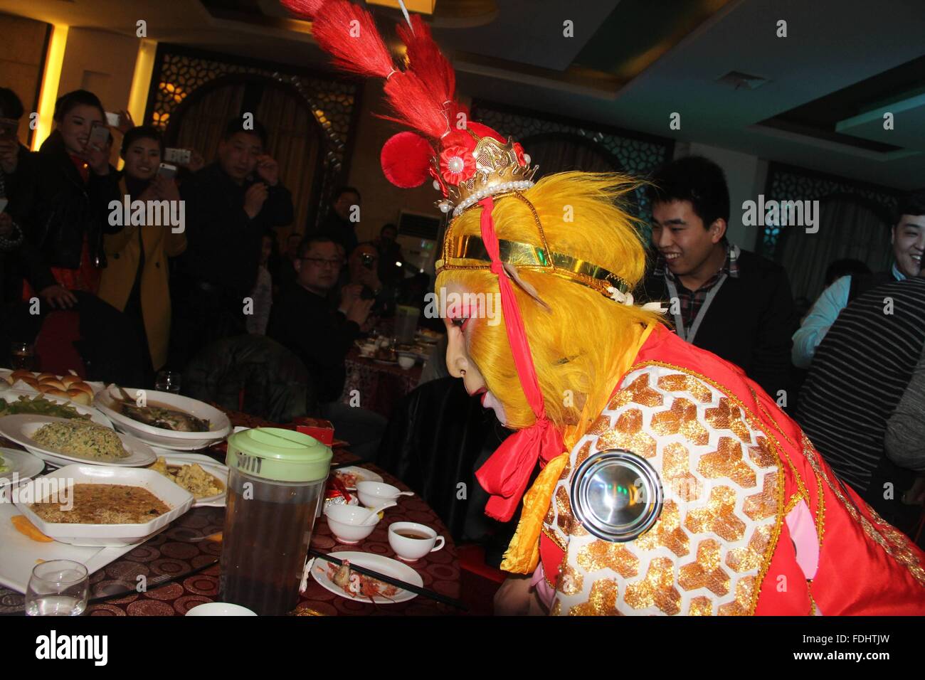 Binzhou, CHN. 1st Feb, 2016. The actor of Sun Wukong is invited to an ...