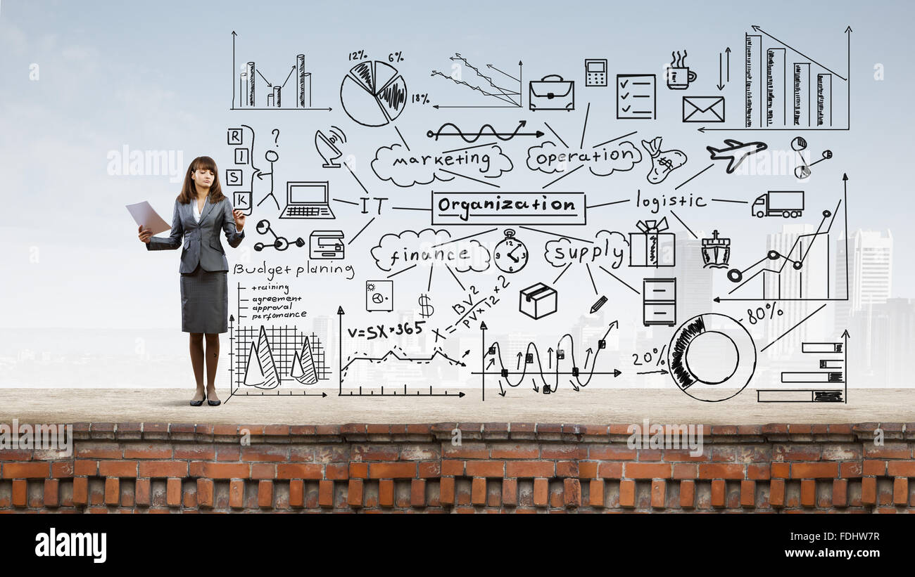 Young businesswoman drawing her strategy plan on screen Stock Photo - Alamy