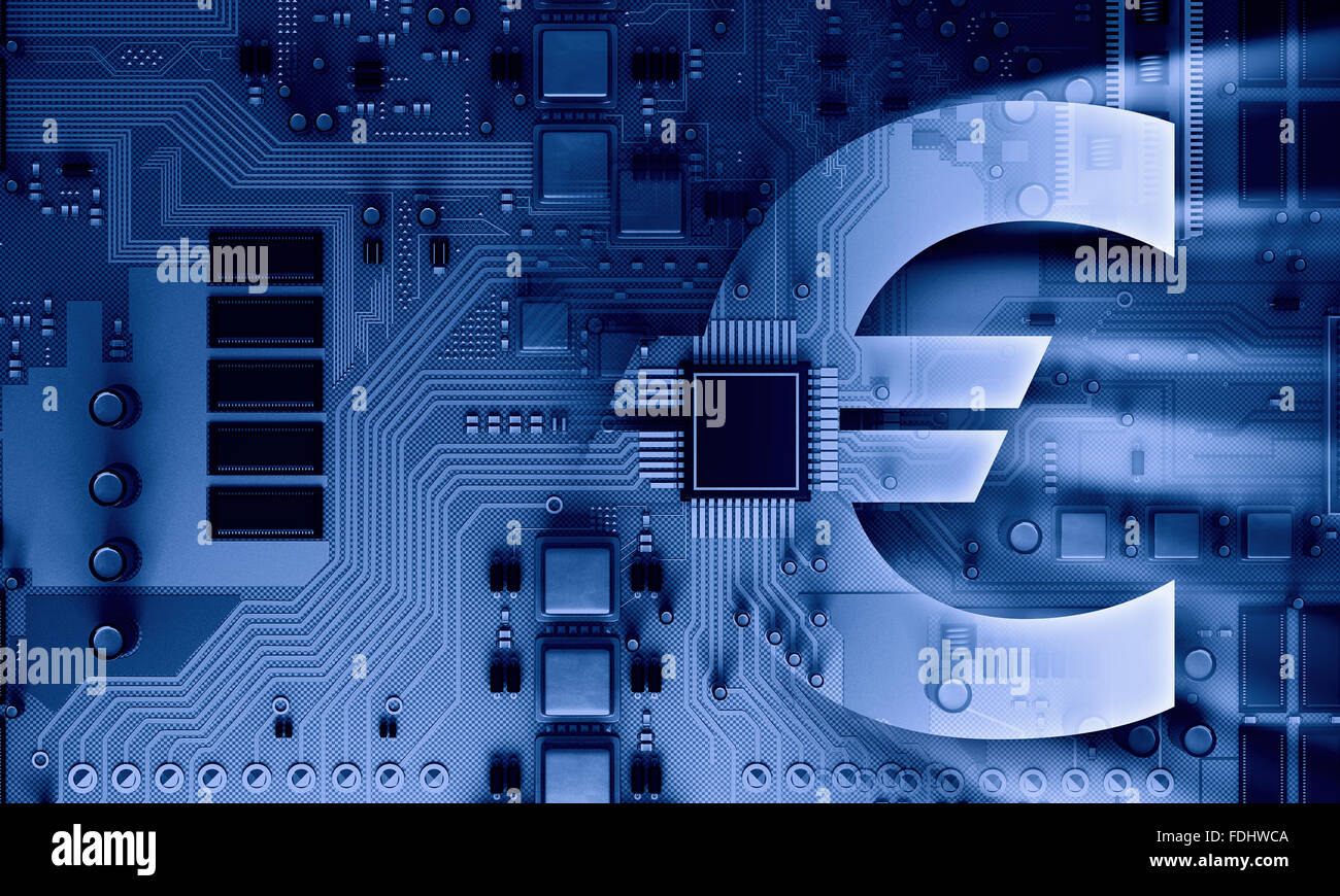 Background image with system motherboard concept and euro sign Stock ...