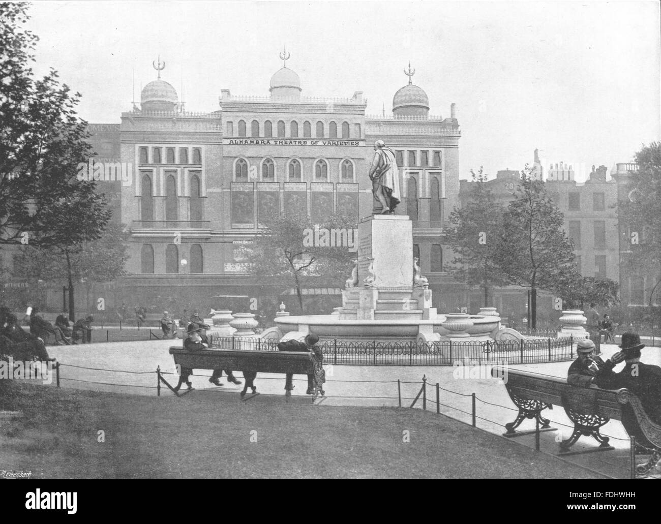 LONDON: Leicester Square- The Alhambra Theatre, From the Gardens, print ...