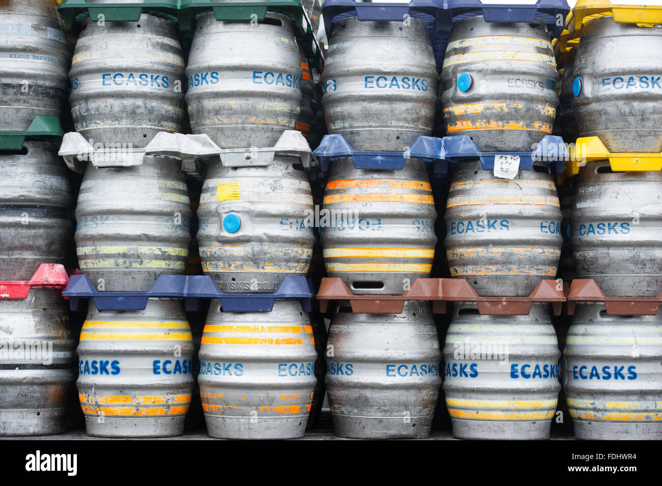 Stacked Kegs at The Black Sheep Brewery in Masham in Yorkshire, England ...