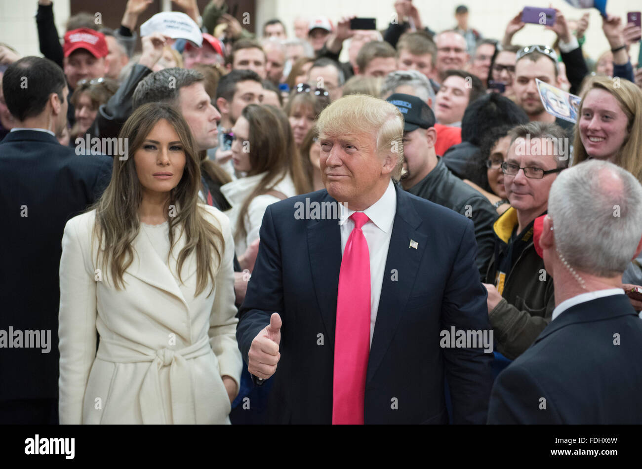 Donald Trump greets some of the 2,000 supporters attending a campaign ...