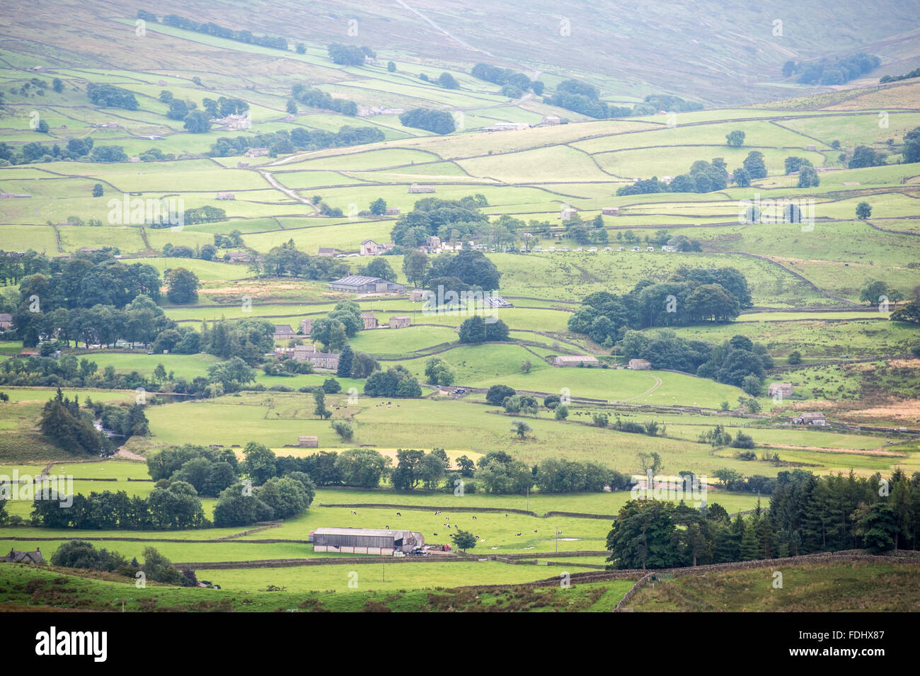 Farm buildings and pastures in the Dales of Yorkshire, England, UK ...