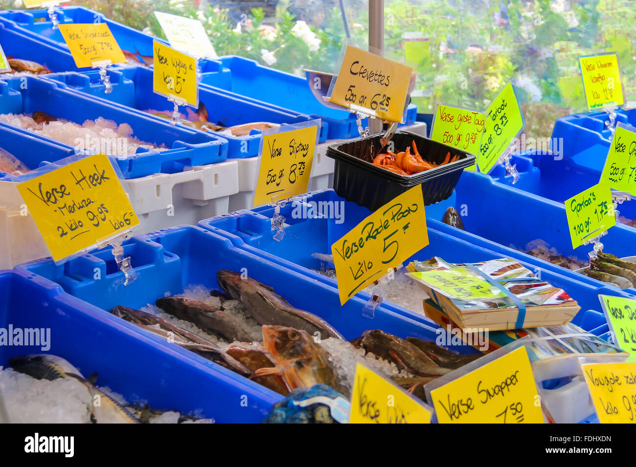 Sale of fresh seafood in the market. The Netherlands Stock Photo - Alamy