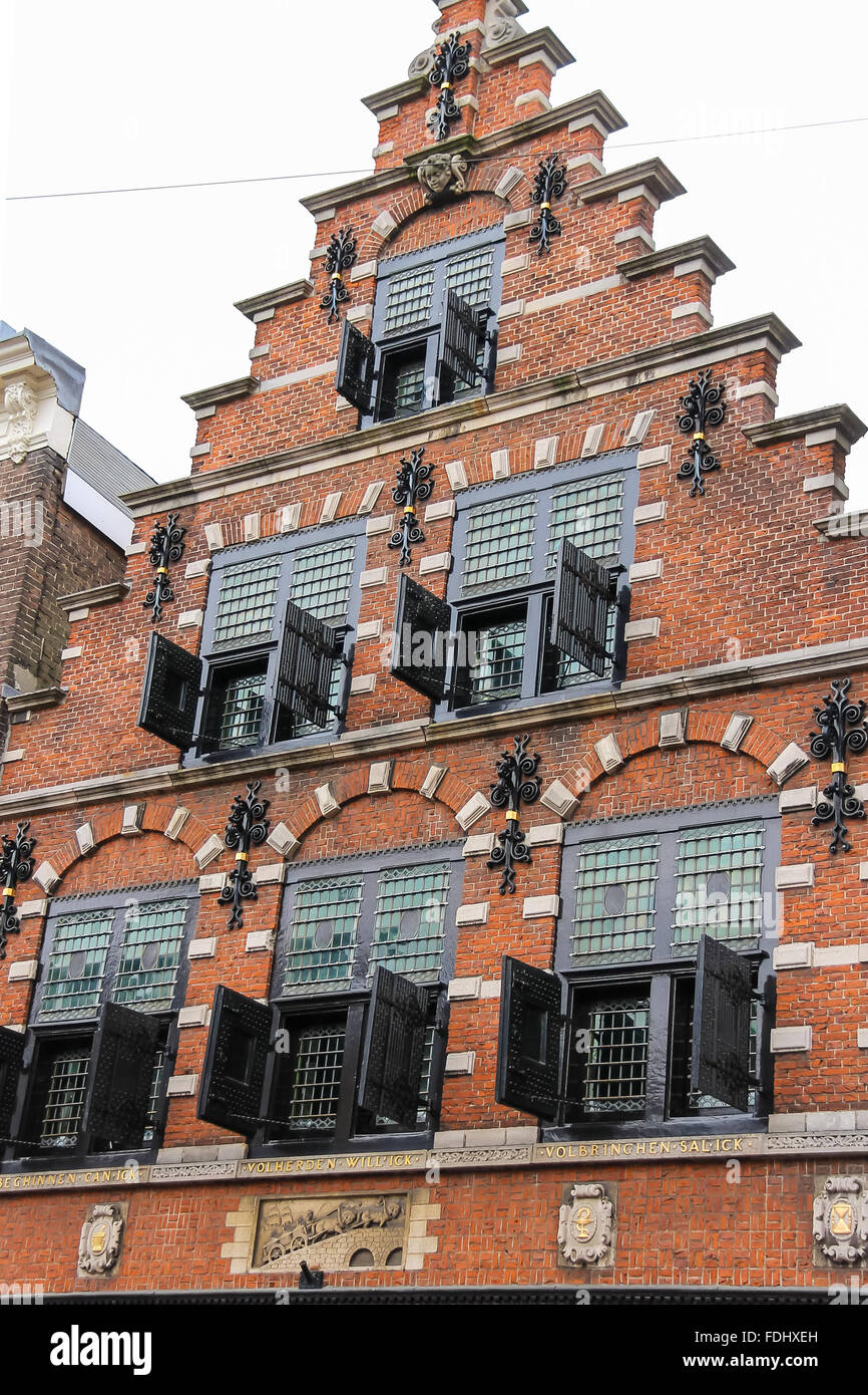 Beautiful old building on Kruisstraat street in Haarlem, the ...
