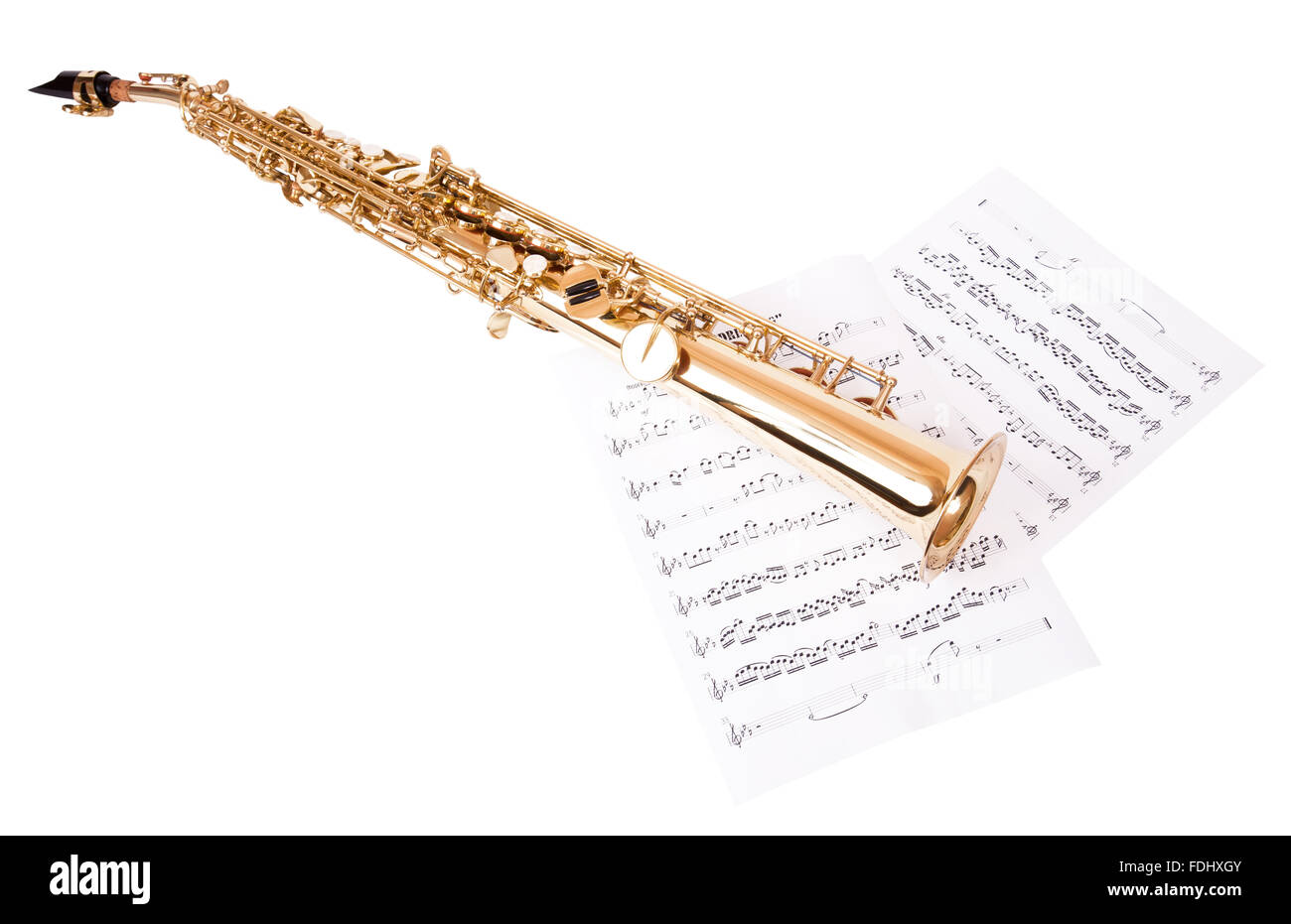 Musical notes and saxophone, isolated on white Stock Photo - Alamy