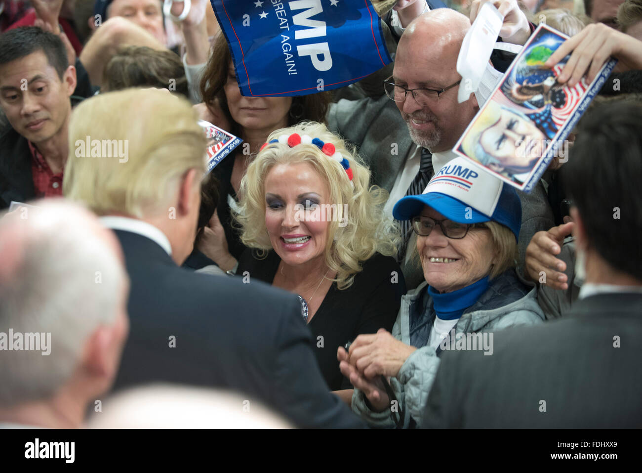 Donald Trump greets some of the 2,000 supporters attending a campaign ...