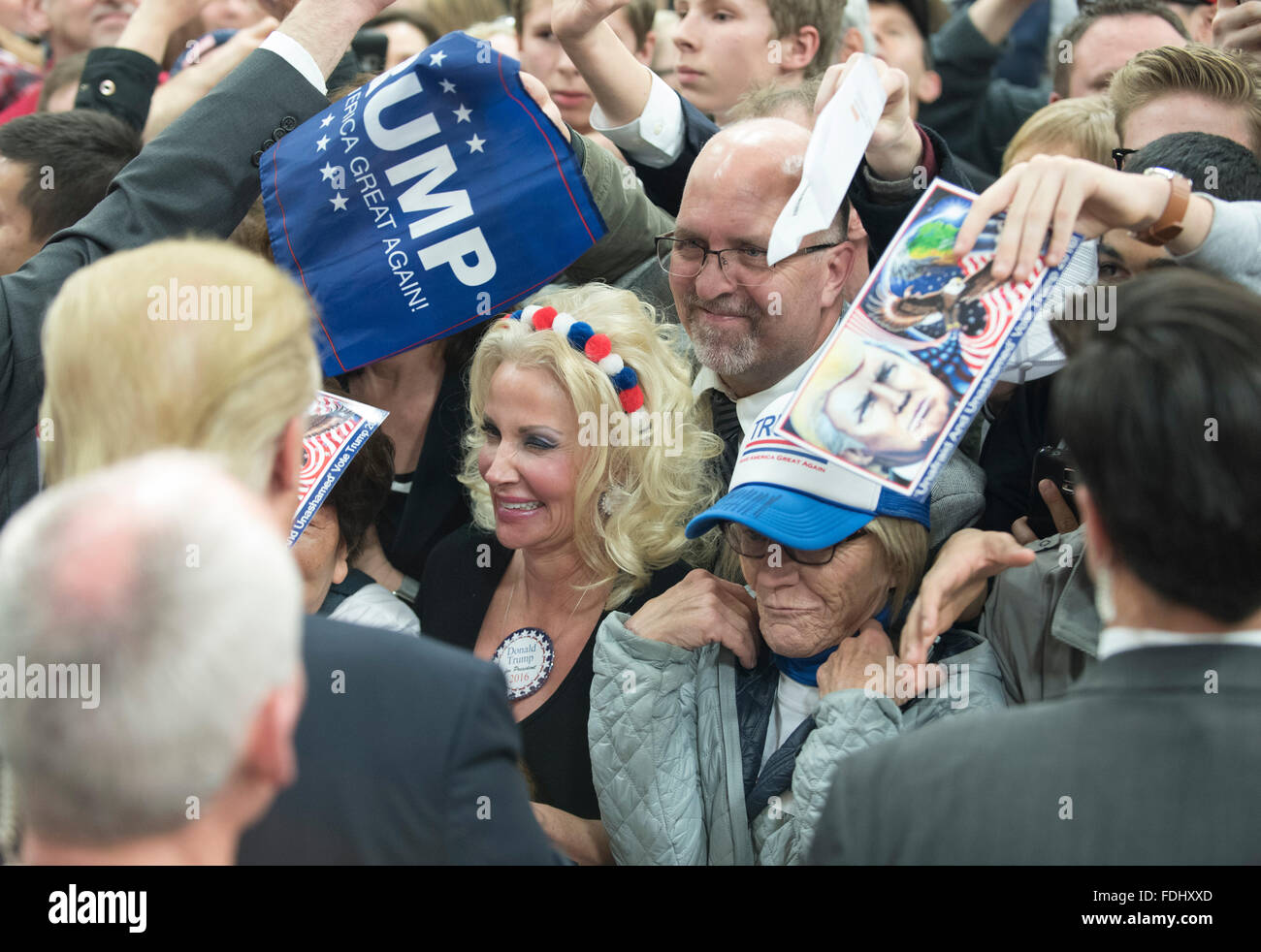 Donald Trump greets some of the 2,000 supporters attending a campaign ...