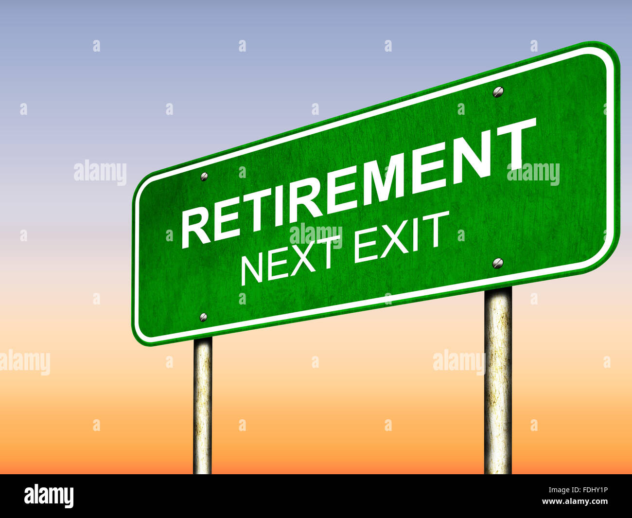 An illustration of retirement road sign with copyspace Stock Photo - Alamy