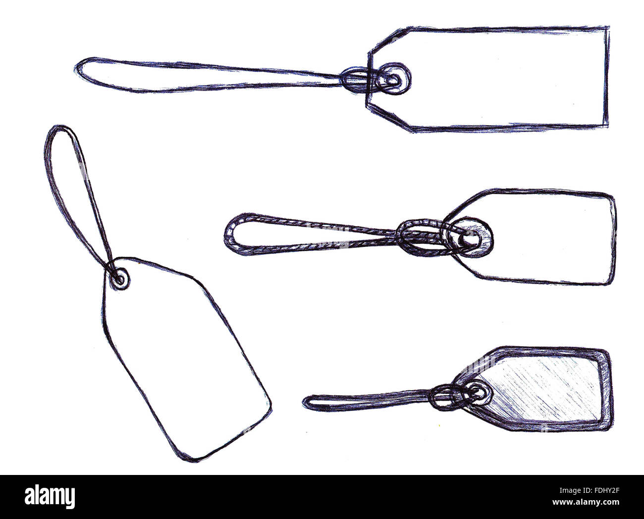 Pencil-drawn Hand-drawn Grunge Hang Tags Stock Photo - Alamy