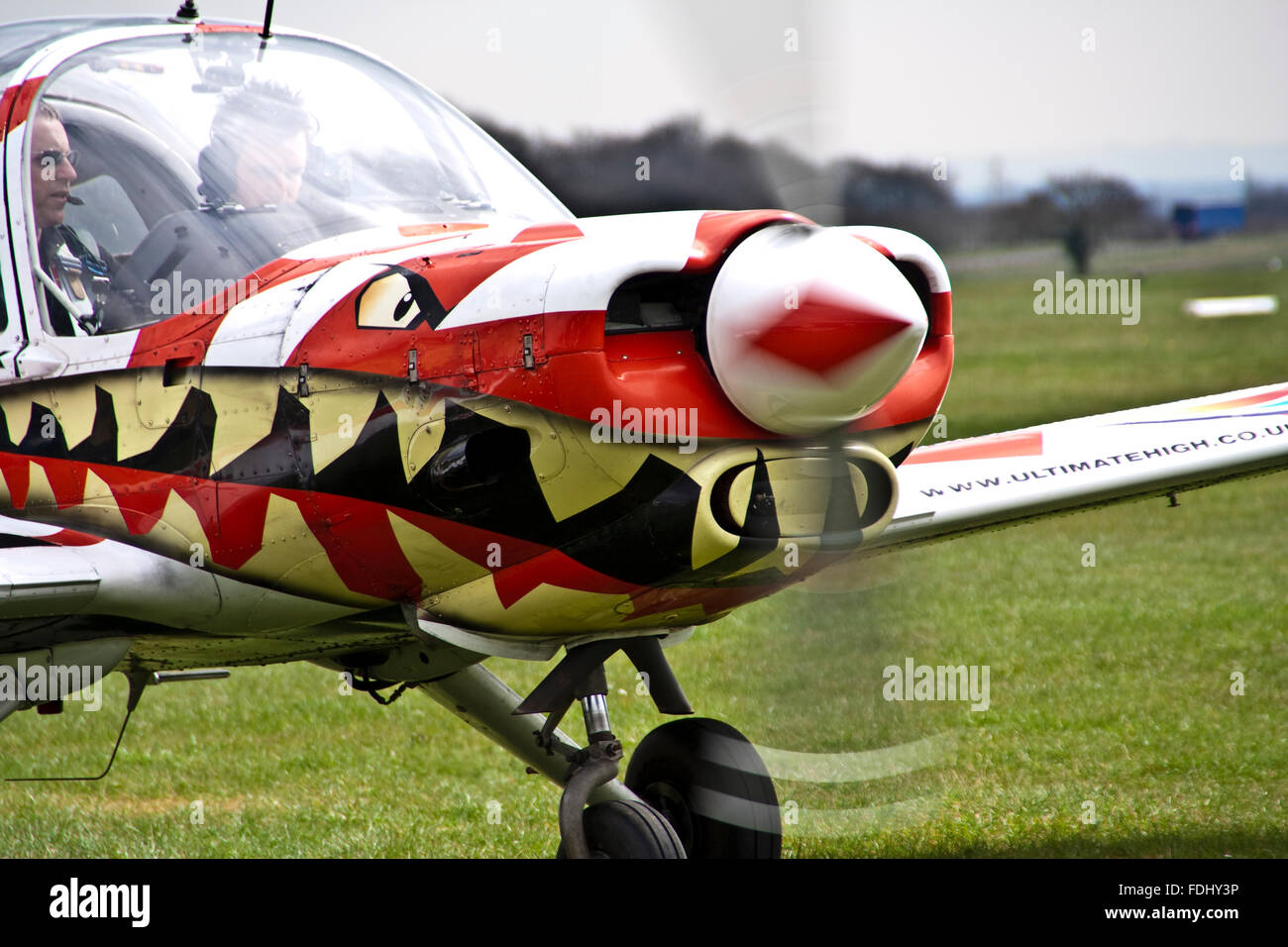 Light Aircraft prepares for take off at Kemble Stock Photo - Alamy