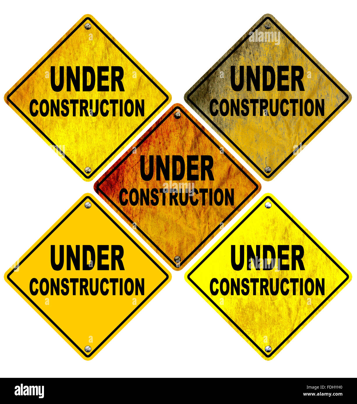 Set of Stained and wrinkled Under Construction Road Signs Stock Photo ...