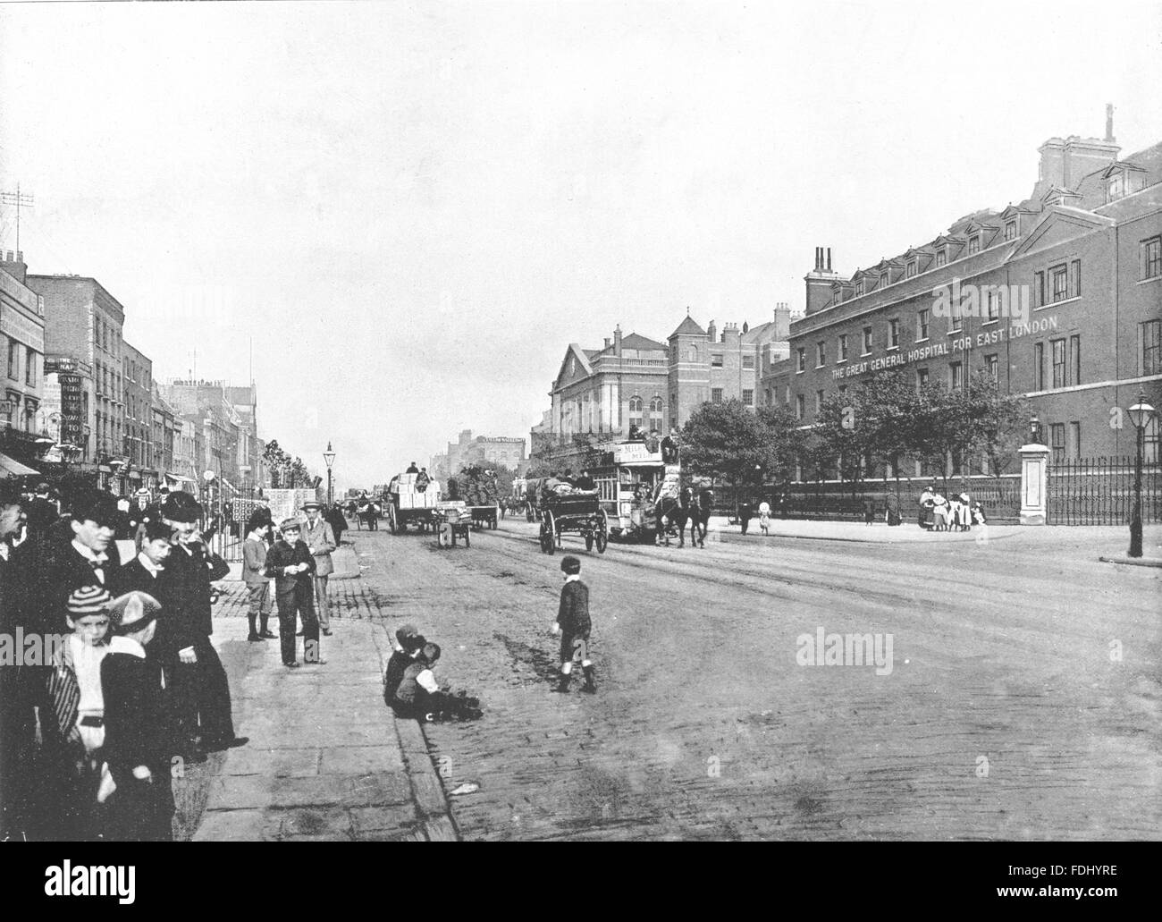 LONDON: Whitechapel Road- At the London Hospital, antique print 1896 ...