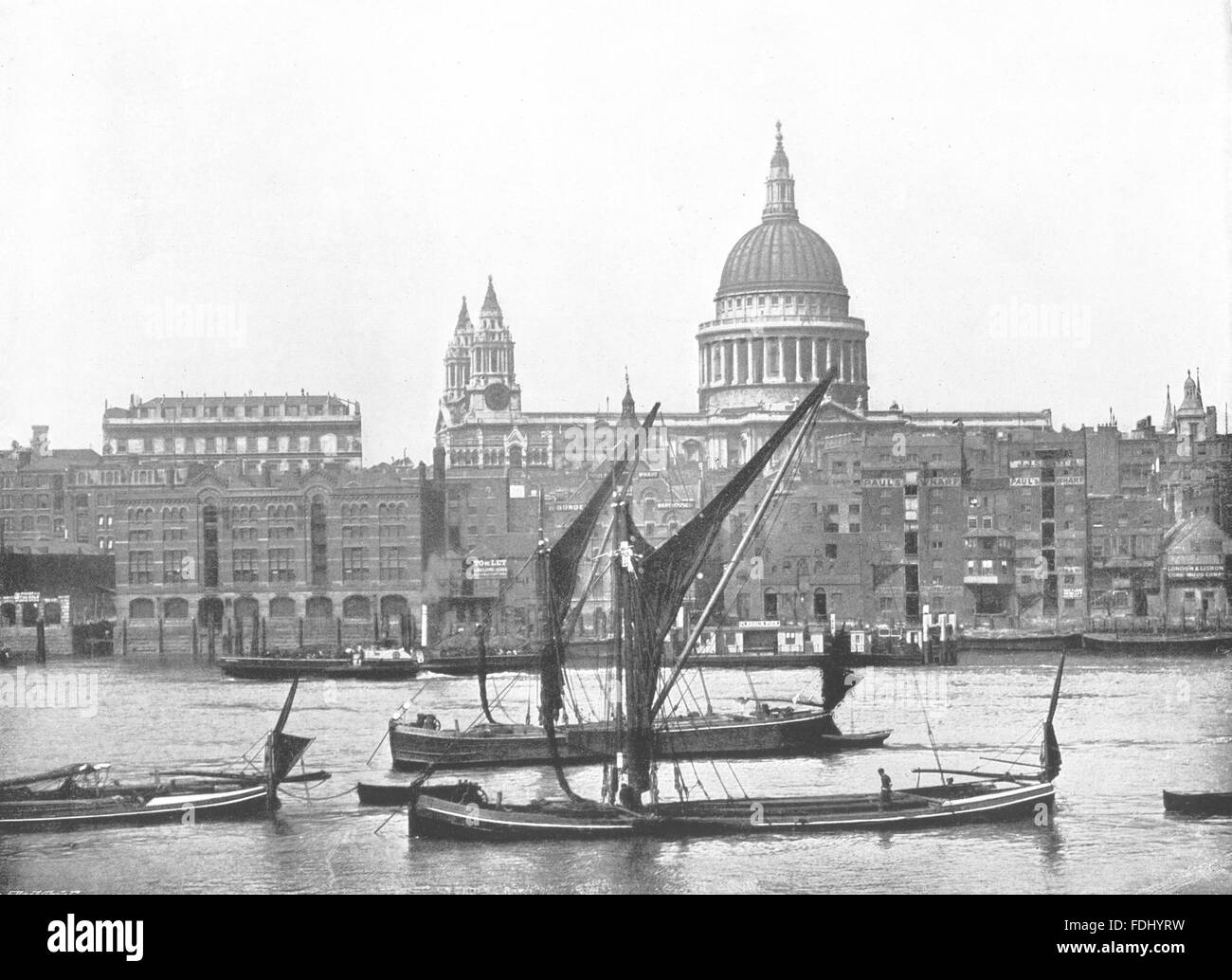 LONDON: The Thames- St Paul's Cathedral, From Bankside, antique print ...