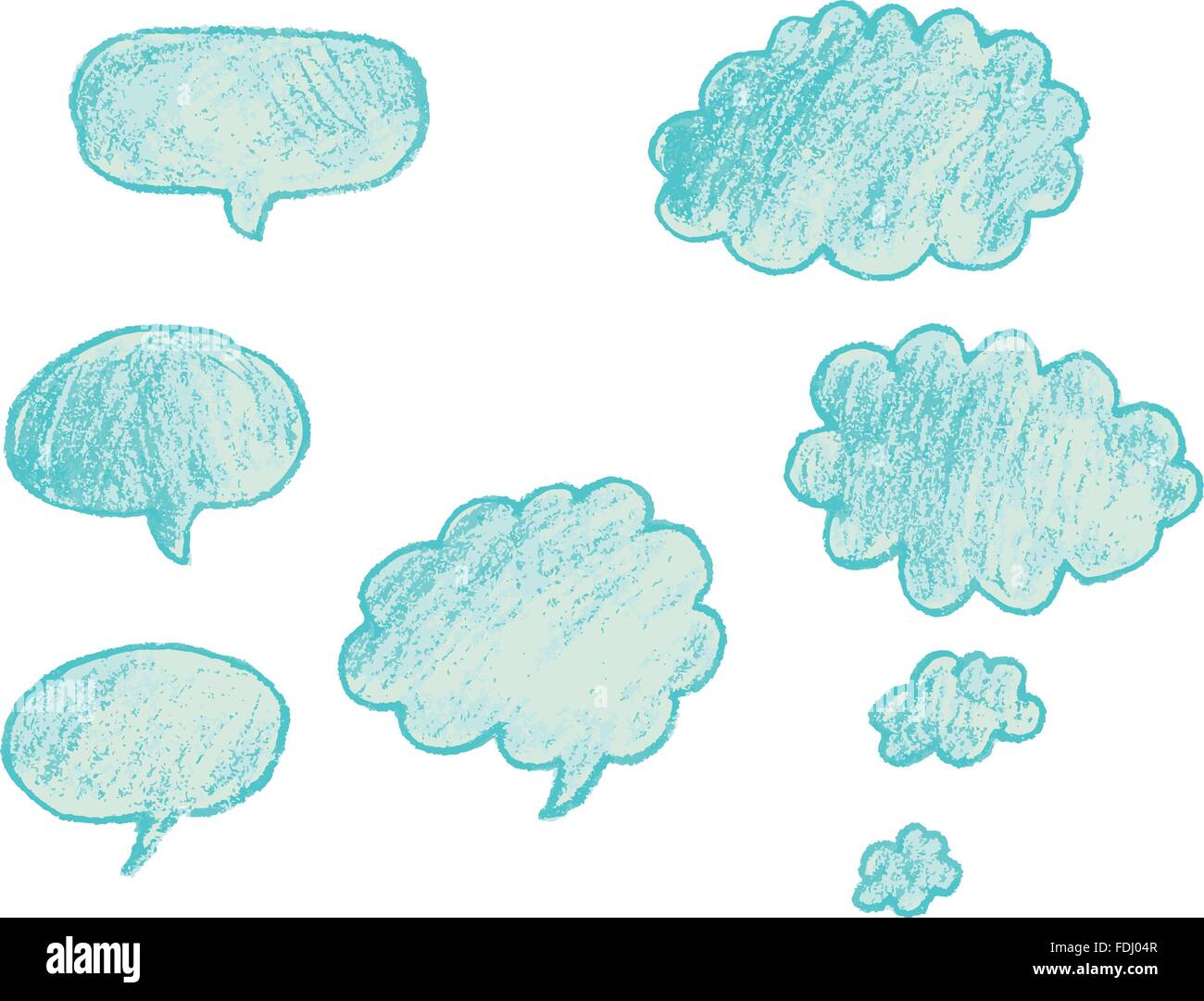 Childlike Hand Drawn Talk Bubbles Clouds (Vector Stock Vector Image ...