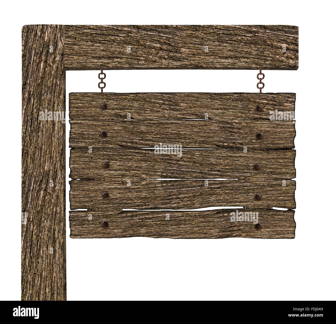 Blank Old Wood Hanging Signboard Isolated on white background Stock ...