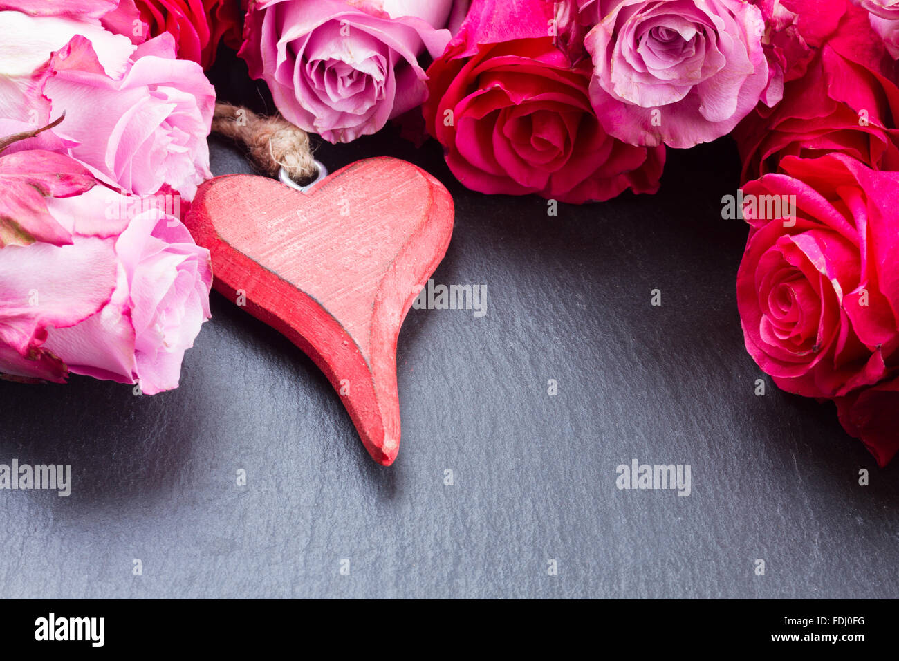 roses with red heart Stock Photo - Alamy