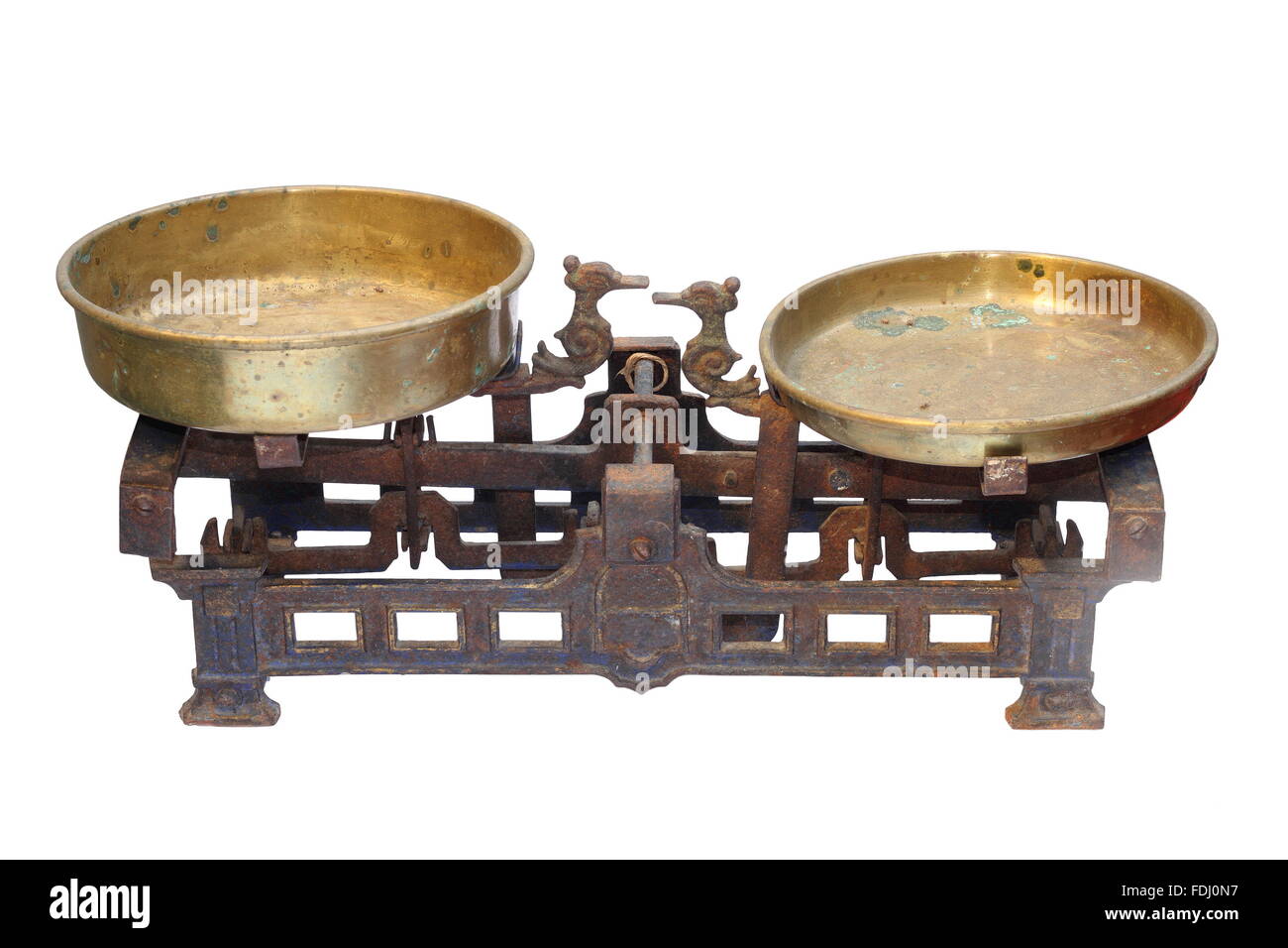 old metallic weighing scale isolated over white background Stock Photo ...