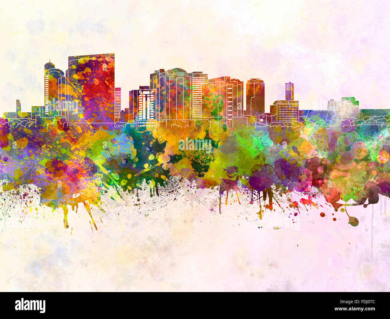 Chiba skyline in watercolor background Stock Photo - Alamy