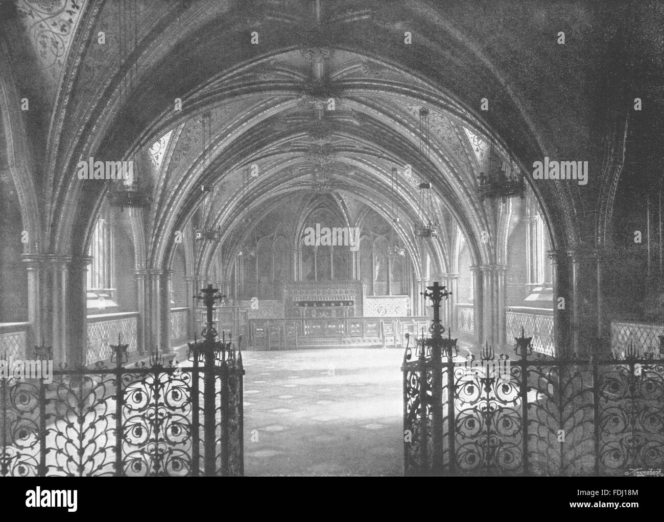 LONDON: Houses of Parliament- St Stephen's Crypt, antique print 1896 ...
