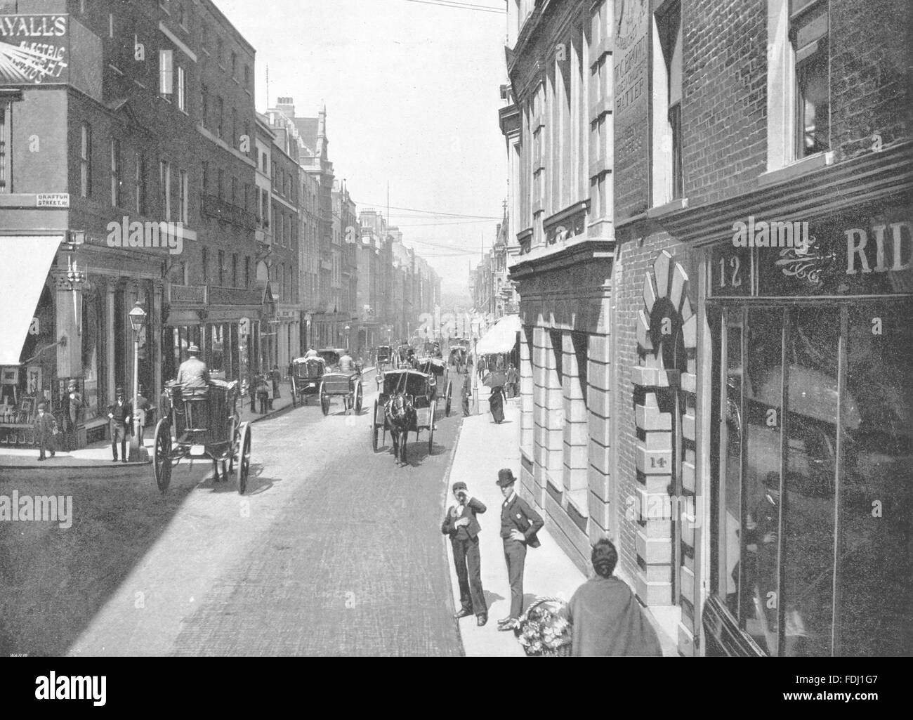LONDON: Bond Street- Looking towards Oxford Street, antique print 1896 ...